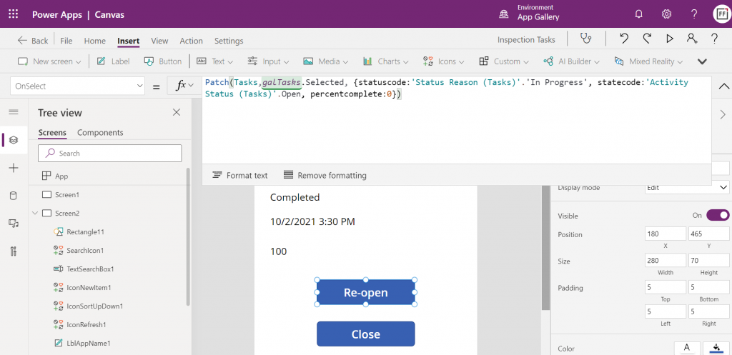 Reopen Tasks With Power Fx Custom Command Bar Button Jukka Niiranen